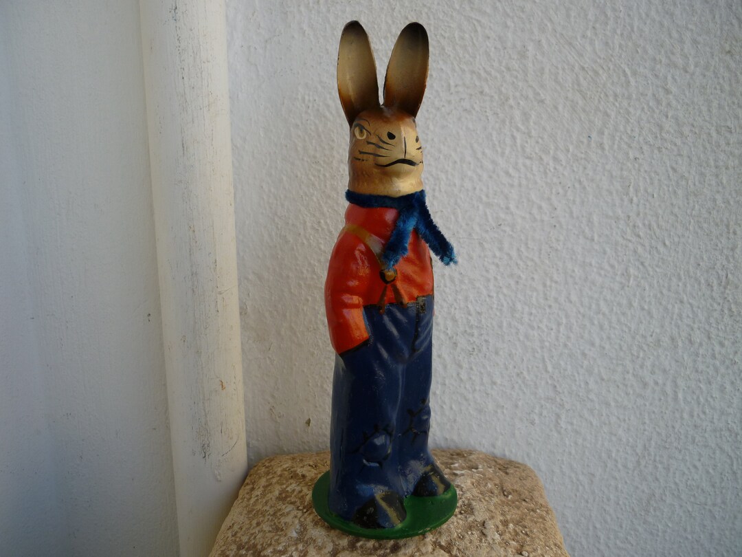 Vintage,german,easter Rabbit,candy Container,painted Card Bunny,papier ...