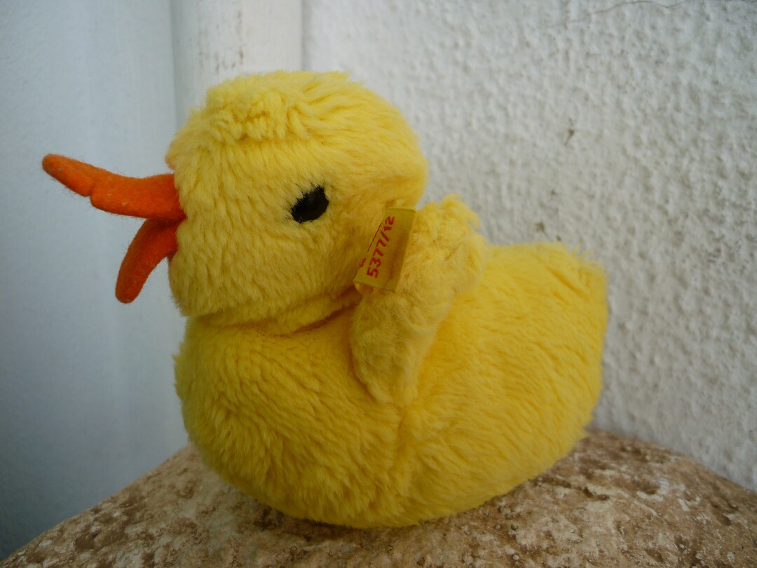 Vintage Steiff,plush Cosy Piccy,yellow Duck,label 5377/12,brass Button ...