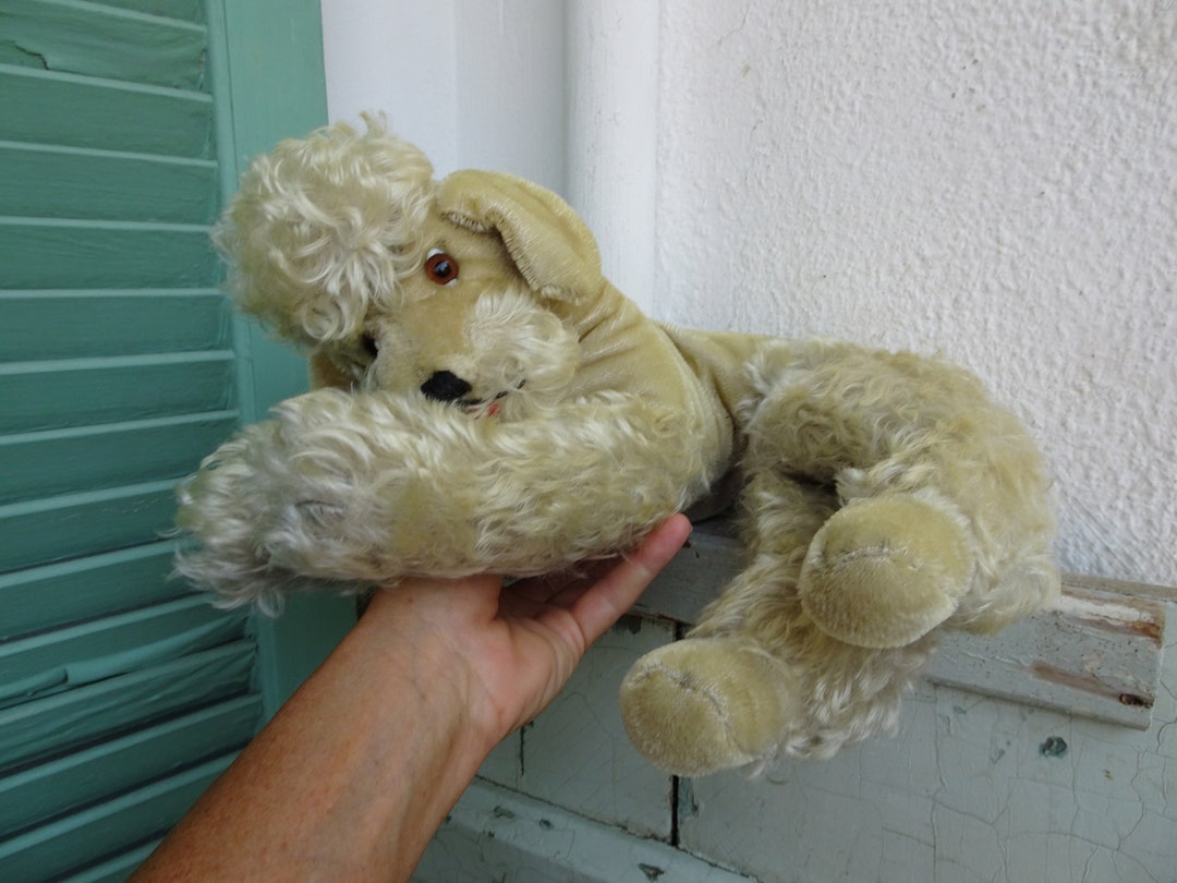 Vintage,steiff,taupe,grey,gray,large,reclining,snobby Poodle Dog ...