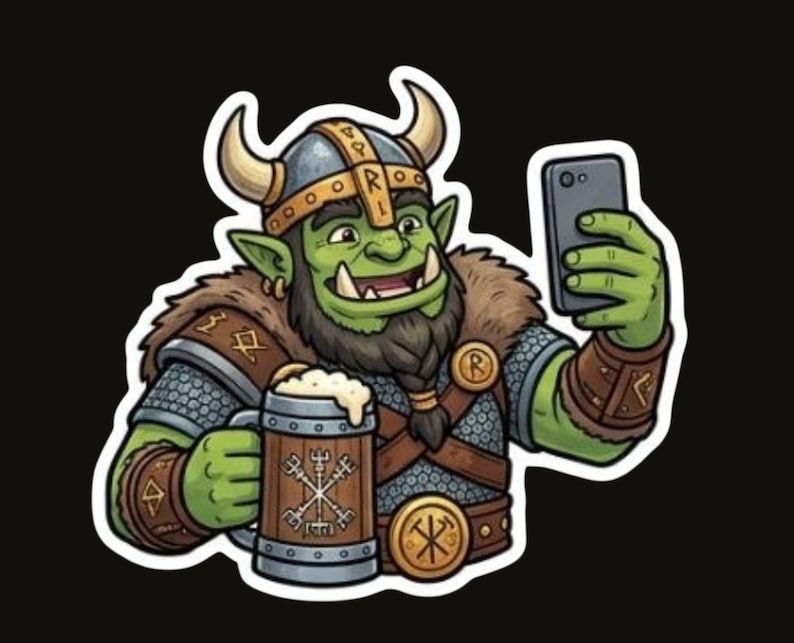 Funny Orc Sticker Pack, Viking Gamer Decals, Fantasy Planner Stickers ...