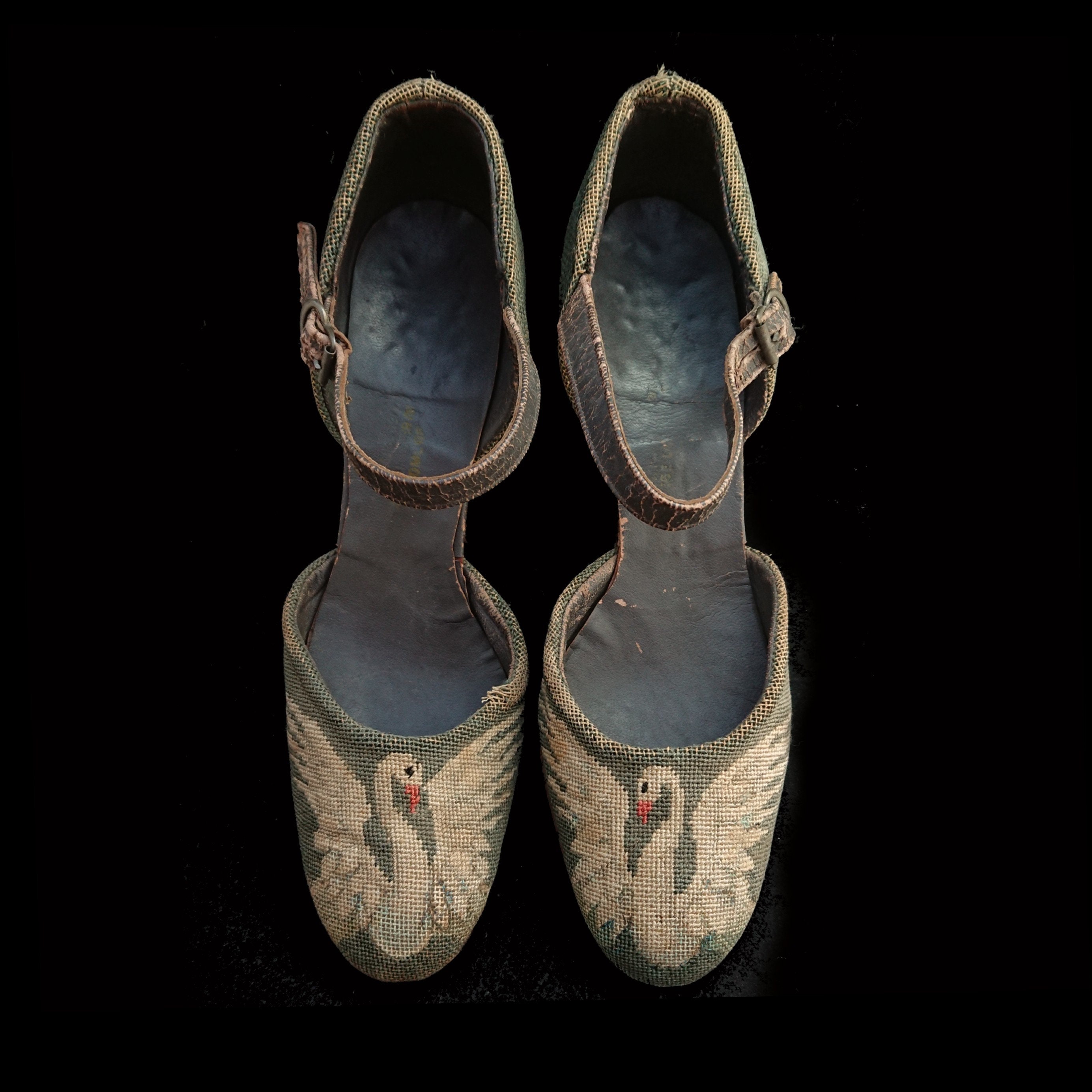 Antique Art DECO SWAN SHOES Hand Painted Swans With - Etsy