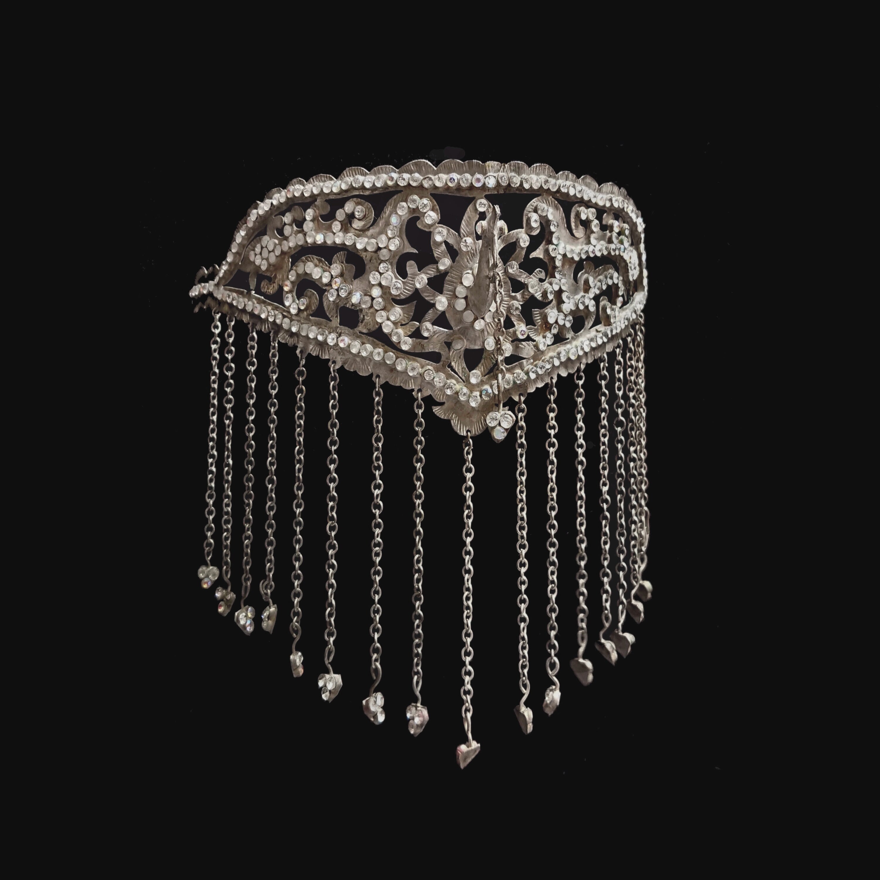 Vintage JAVA BRIDAL HEADDRESS, Silver Phoenix Tassels Veil Siangko ...