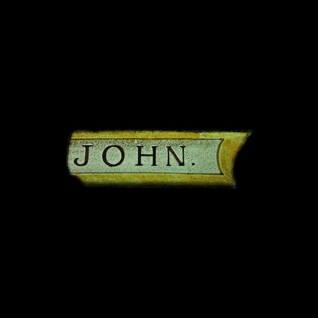 Antique STAINED GLASS JOHN Inscription, Victorian Gothic Church Window ...