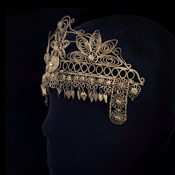 Vintage FILIGREE FLOWERS DIADEM, Ceremonial Bronze Fr… - Gem