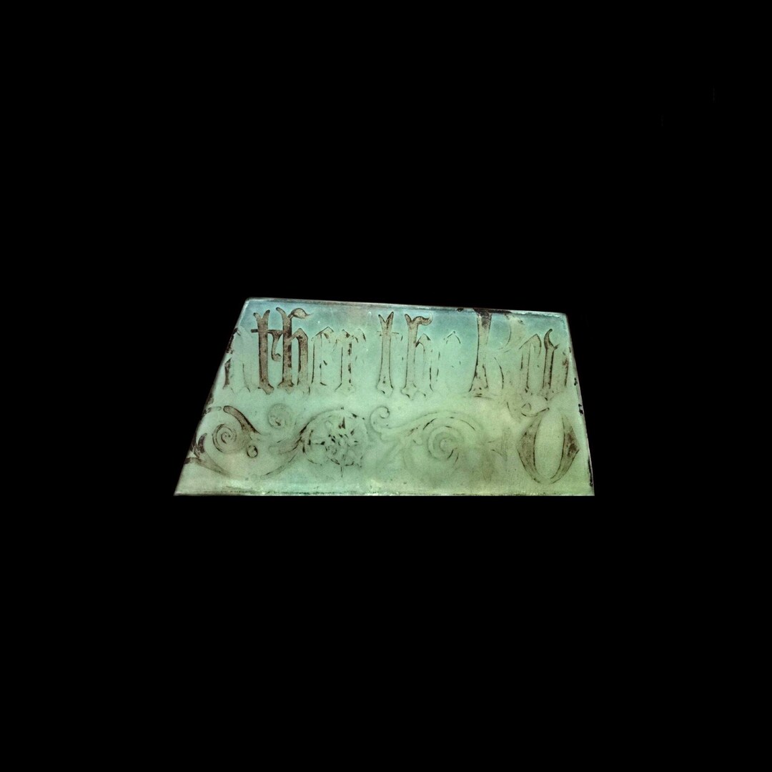Antique Stained Glass, Gothic 'ghost' Inscription, Timeworn Beauty ...