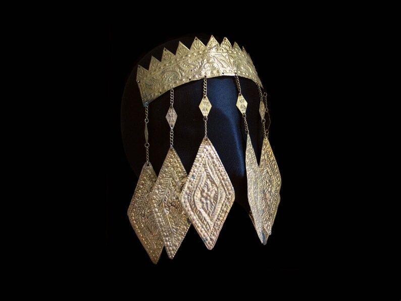 Vintage Minang Gold Veiled Headdress, Ceremonial Golden Veil Ethnic ...
