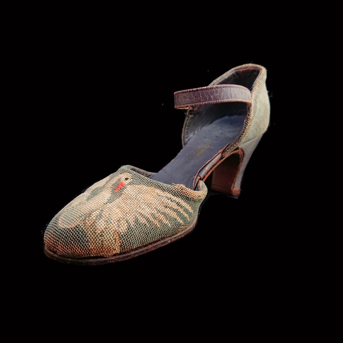 Antique Art DECO SWAN SHOES, Hand Painted Swans With Outstretched Wings ...