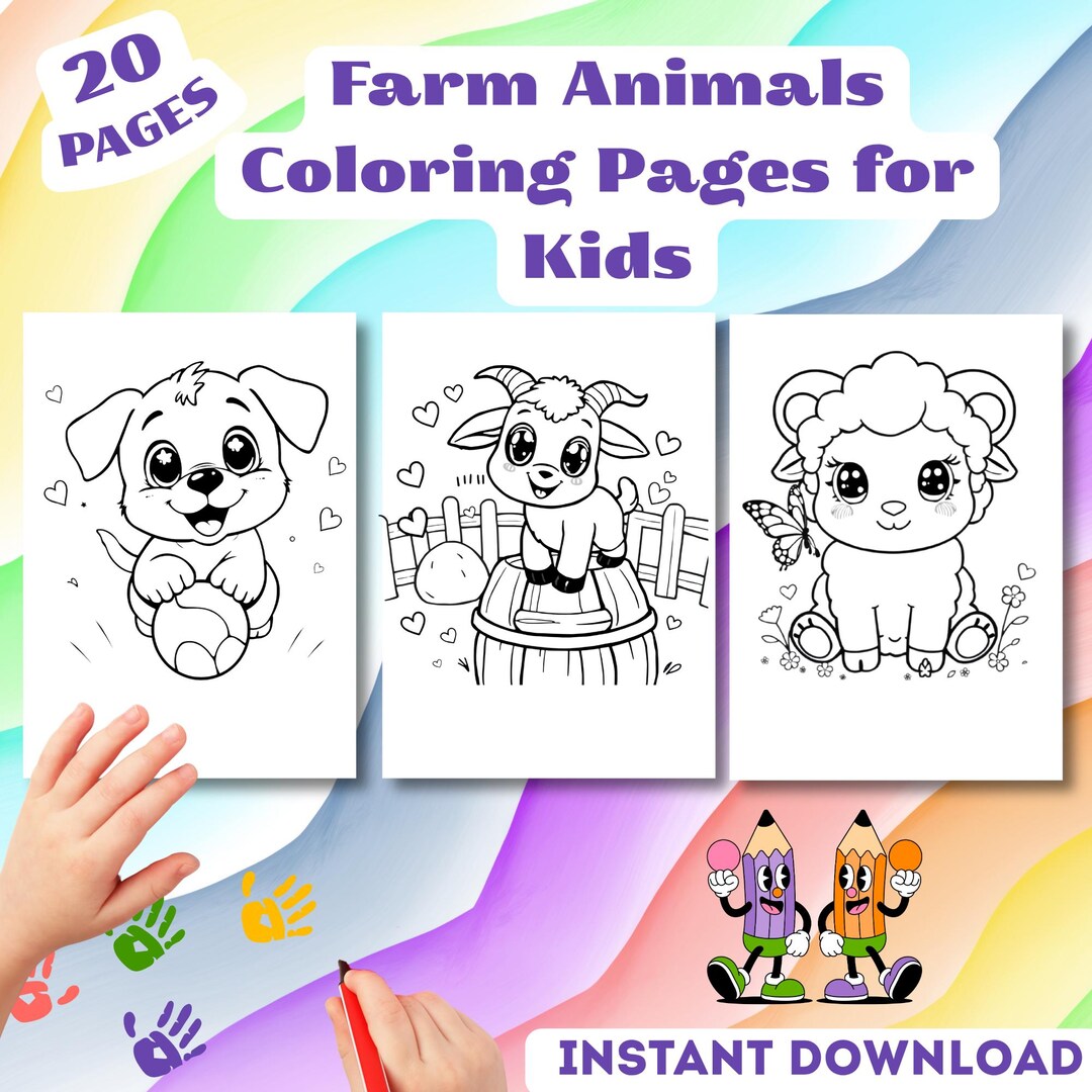Farm Animals Coloring Pages for Kids Ages 3–6 | Printable PDF - Etsy