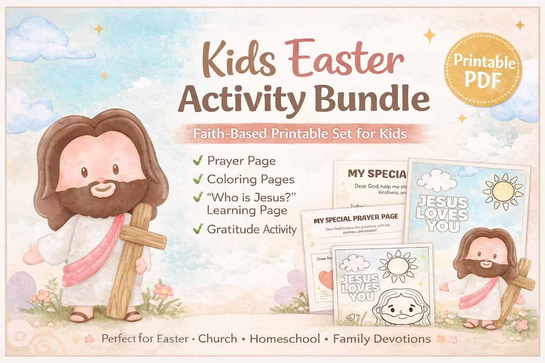 Christian Kids Easter Activity Bundle | Faith-based Printables (PDF) - Etsy