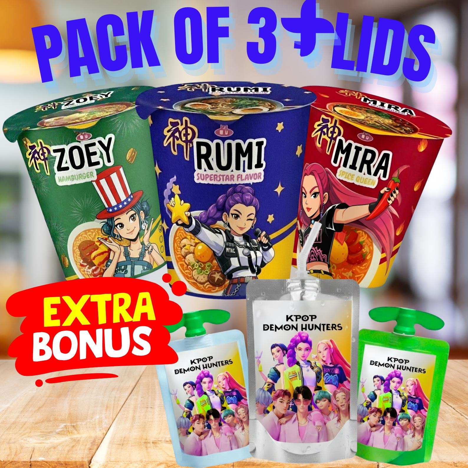 Kpop Demon Hunters Cup Noodle Labels, Editable Huntrix Ramen Ramyeon ...