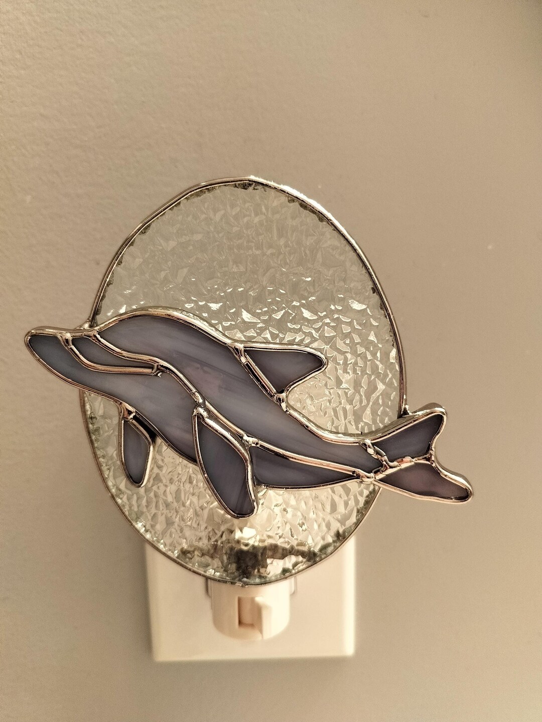 Stained Glass Blue Dolphin Night Light | Ocean | Light - Etsy