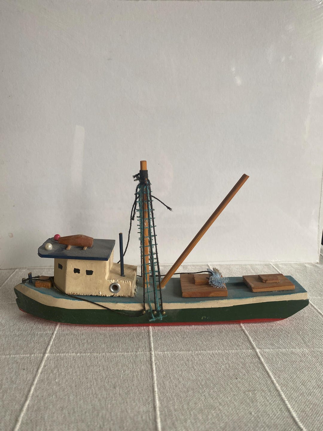 Vintage Wooden Toy Fishing Trawler Boat – Rustic Nautical Décor (9"l X 1.5"w X 5"h) - Etsy