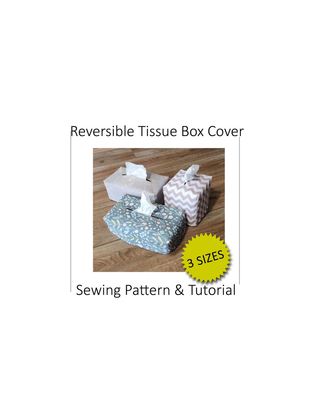 Reversible Tissue Box Cover Sewing Pattern | 3 Sizes – PDF Download ...