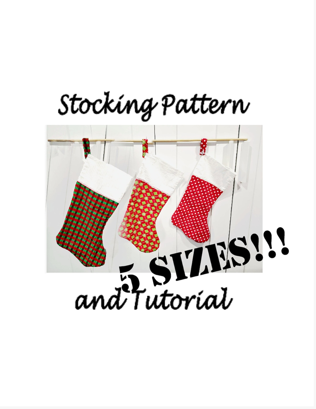Stocking Sewing Pattern, PDF INSTANT DOWNLOAD, Large Stocking, Small ...
