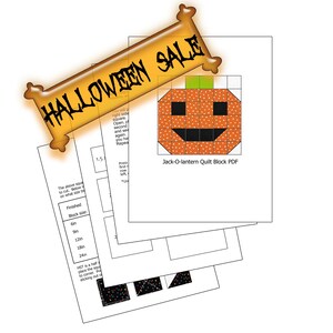 SALE Jack-o'-lantern Quilt Block Pattern: Easy Halloween Pumpkin (PDF ...