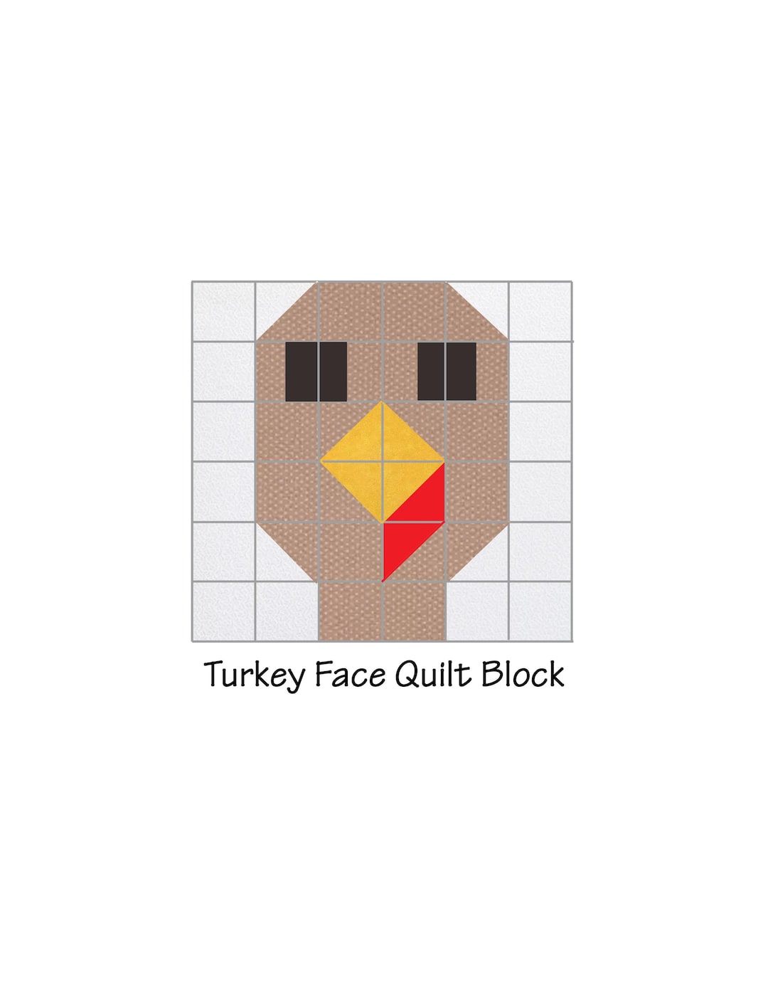 Turkey Head Quilt Block Pattern: Thanksgiving PDF (6-24" Sizes ...