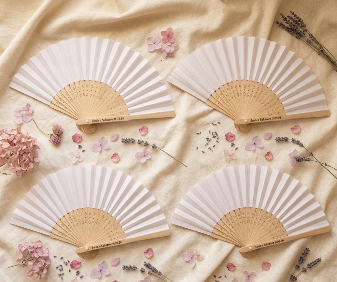 Set of 100 Personalized Wedding Fans – Engraved Wooden Fans – Elegant ...