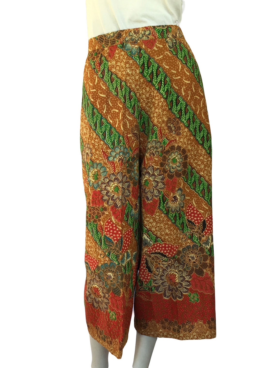 Batik Pattern Cotton Summer Culote Pants Capri New Indonesian - Etsy UK