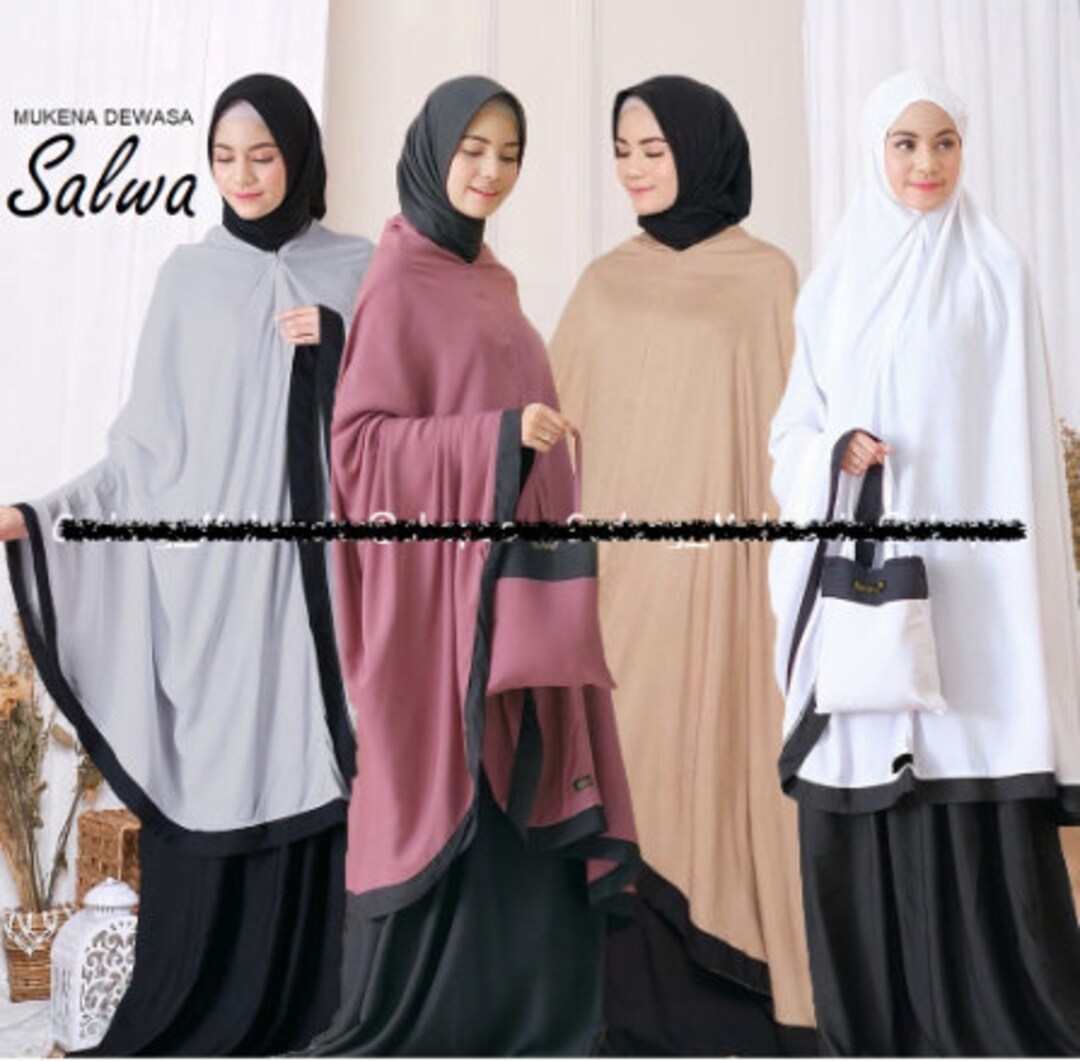 Muslim Women Shalat Prayer Set Cotton Slip on 2in1 Zippered Hijab and ...