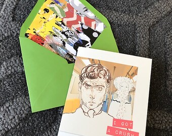 Love Cards I Have a Crush on You Greeting Card Handmade by Strangerdays ...