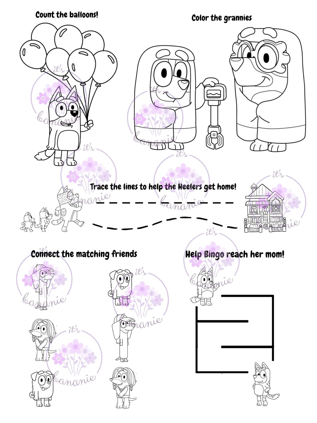 Bluey Toddler Printable Worksheet - Birthday Party Favor DIGITAL File ...