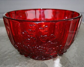 Ruby Red Punch Bowl - Etsy