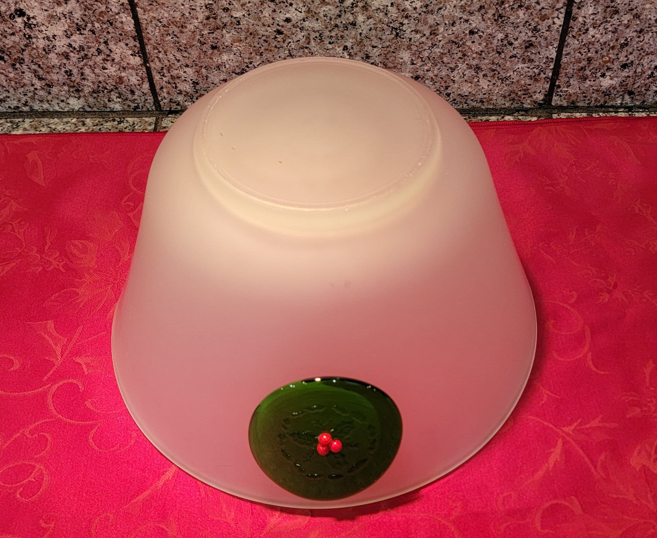 Frosted Glass Holly Berry Punch Bowl Set With 12 Cups - Etsy