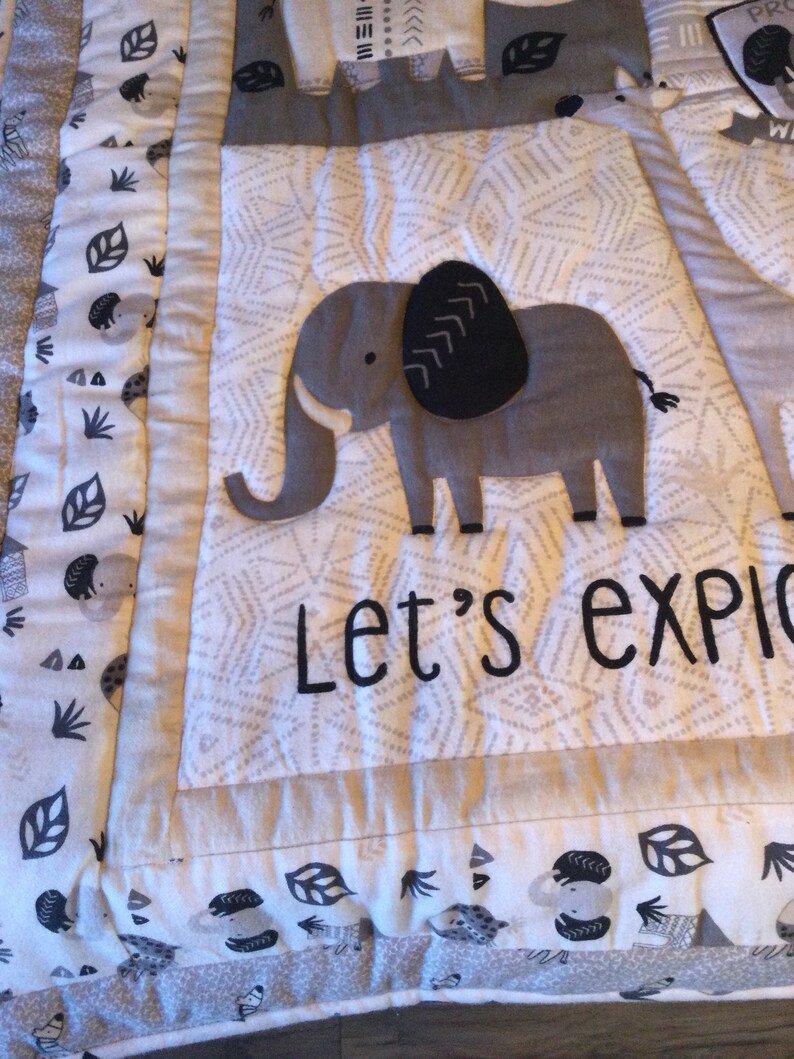 Jungle Animals Flannel Baby Quilt, Gorgeous Tiger,giraffe and Elephant ...