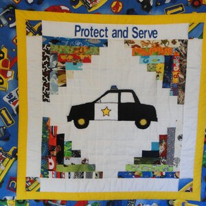Protect and Serve. Appliqued Police Car Baby Quilt Patchwork - Etsy