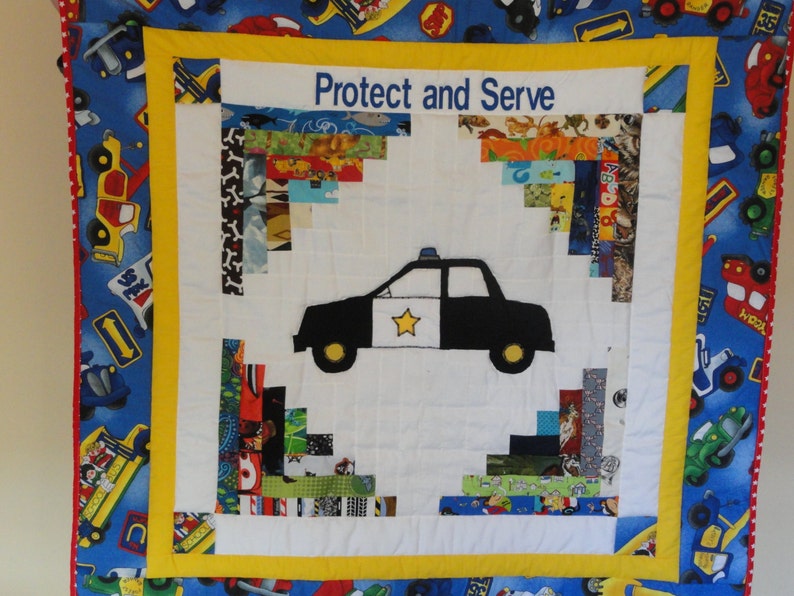 Protect and Serve. Appliqued Police Car Baby Quilt Patchwork - Etsy