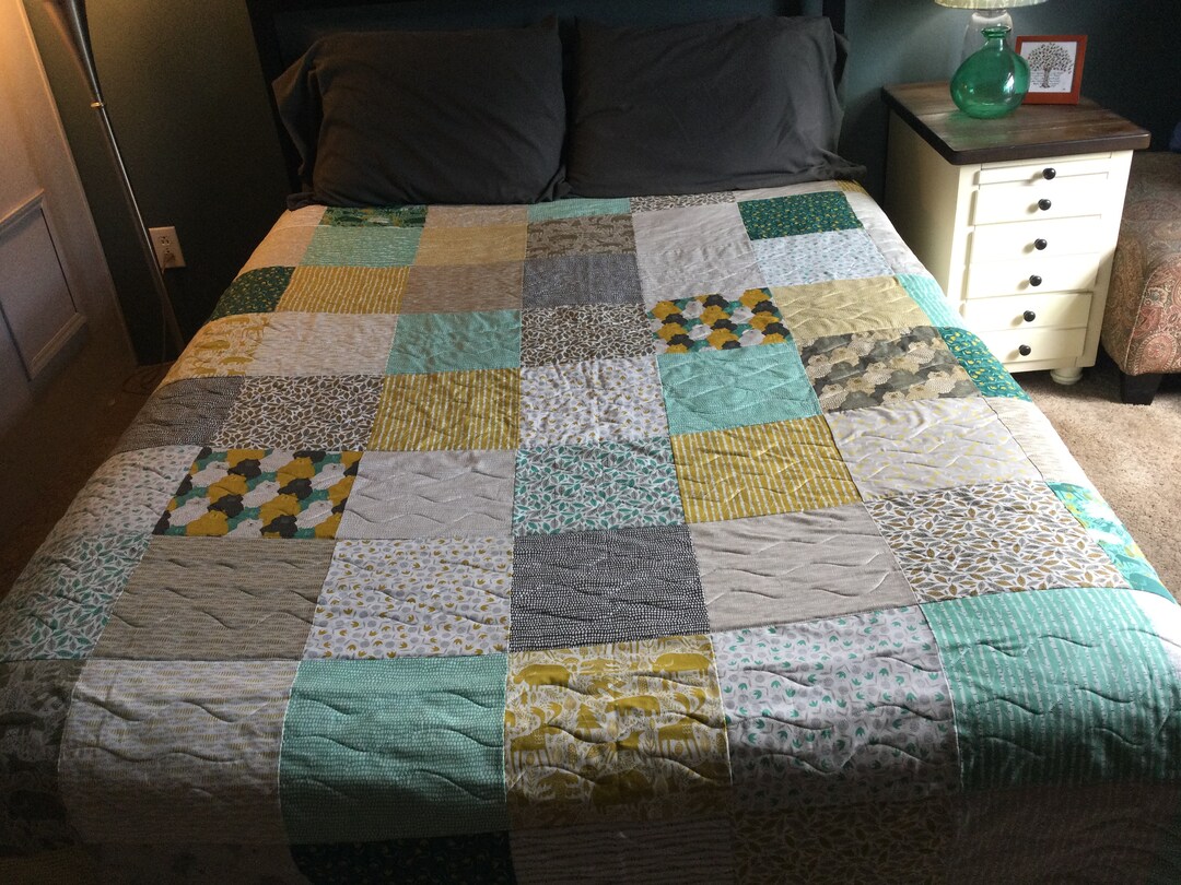 Big Sky Fabric Collection by Annie Brady Patchwork Queen Quilt . Teal ...
