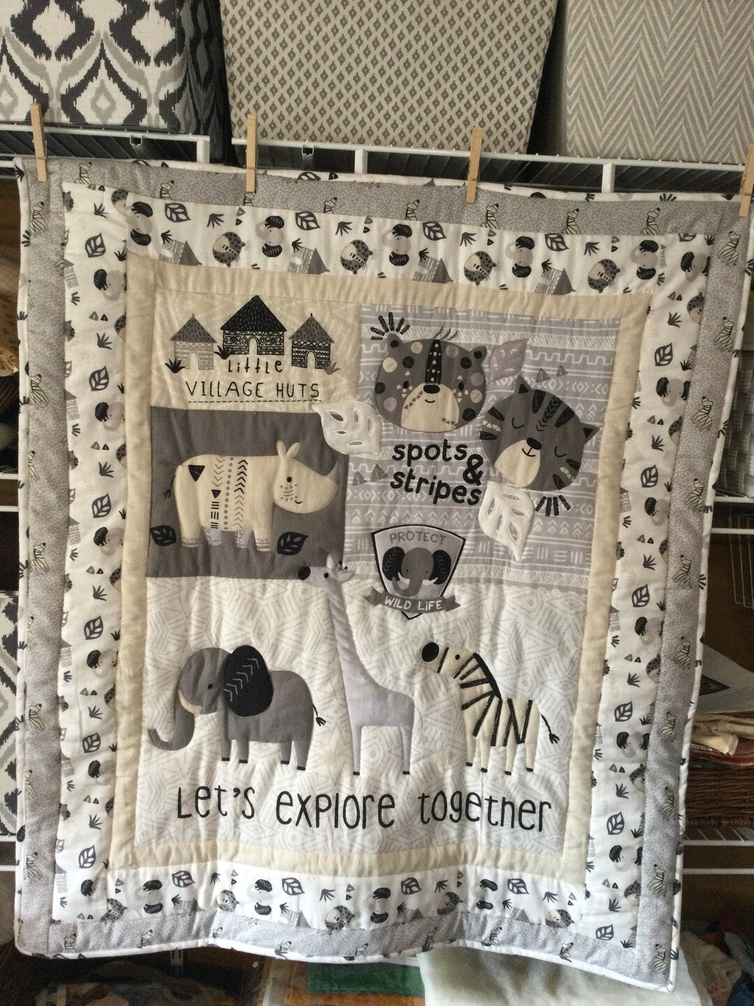 Jungle Animals Flannel Baby Quilt, Gorgeous Tiger,giraffe and Elephant ...