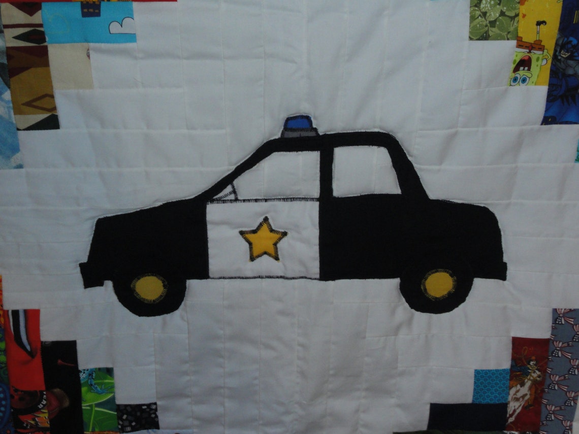 Protect and Serve. Appliqued Police Car Baby Quilt Patchwork - Etsy