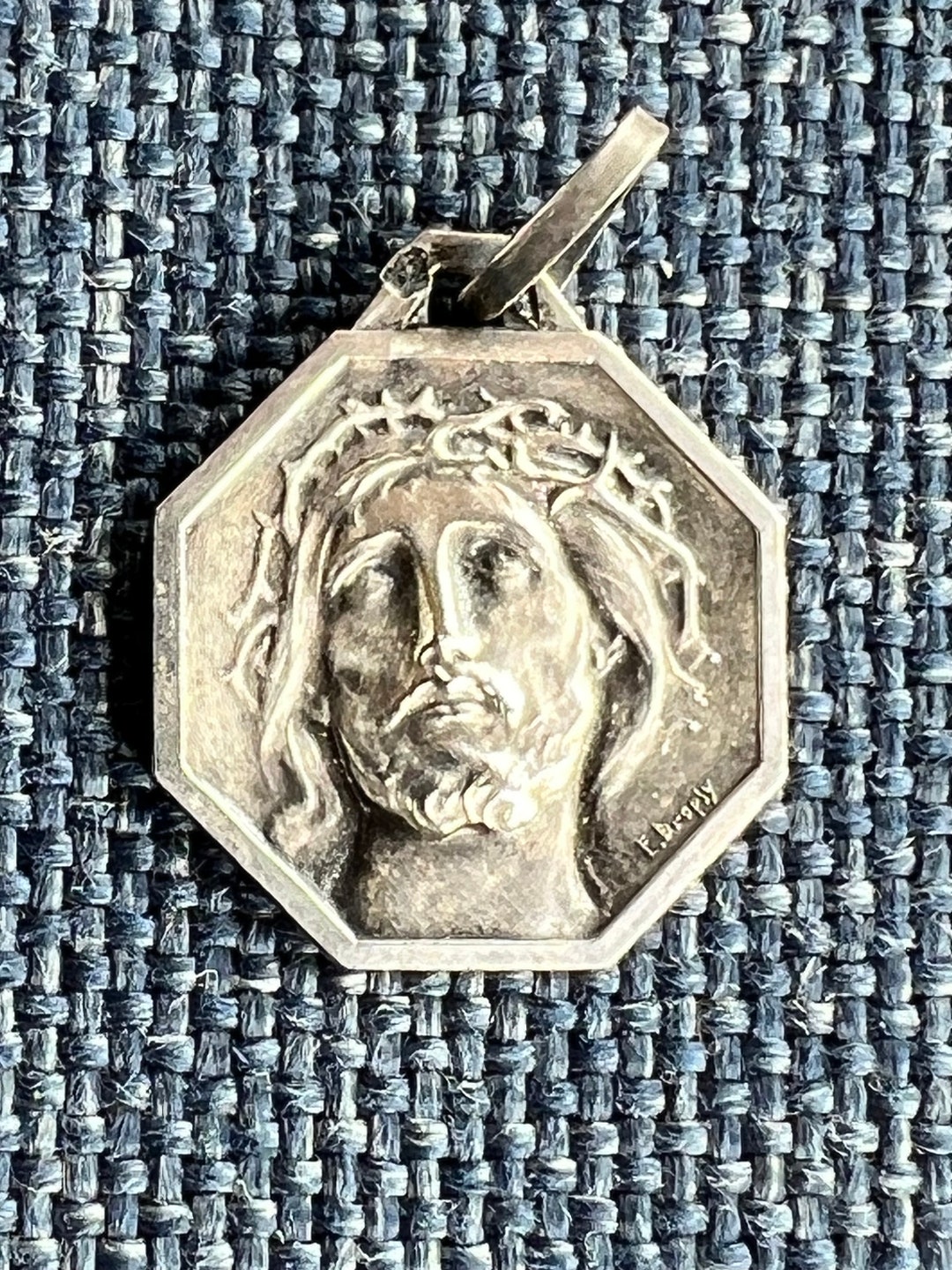 Vintage Sterling Crown of Thorns Jesus French Medal, Medium Sized ...
