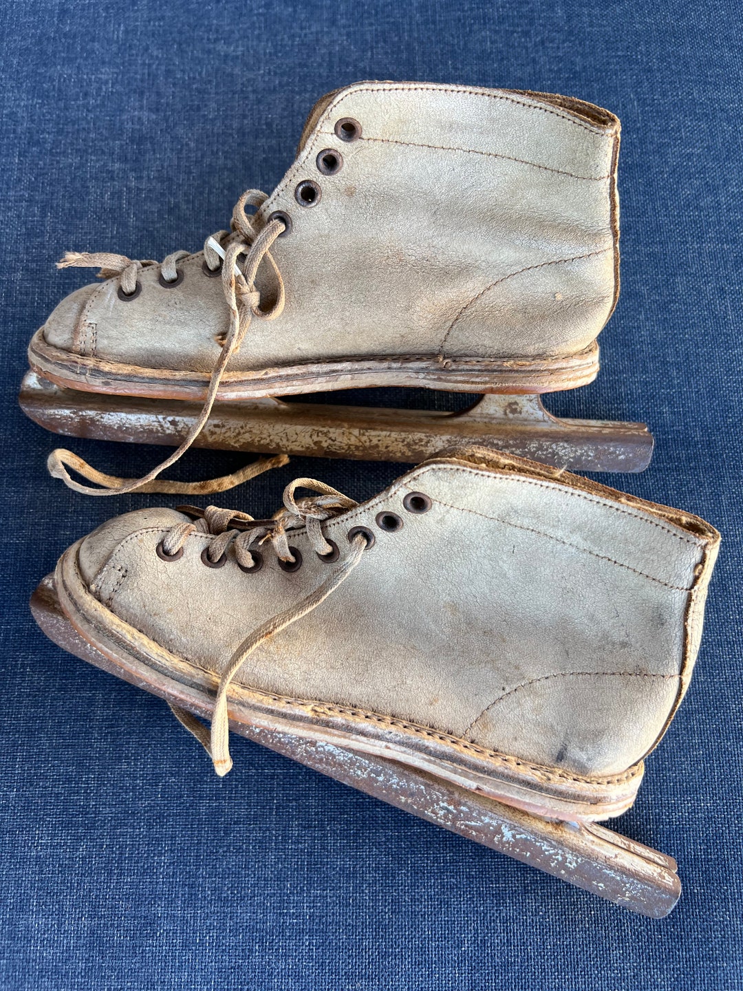 Vintage 1950s Girls White Leather Training Ice Skates Great - Etsy