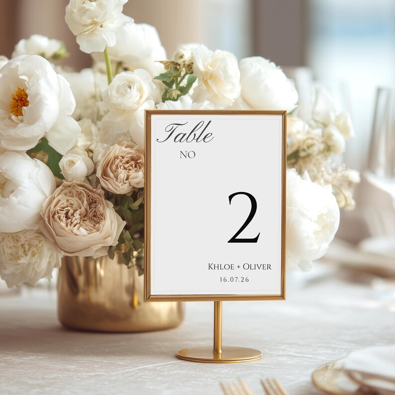 Wedding Table Numbers, Modern Table Number Template, Simple Editable ...