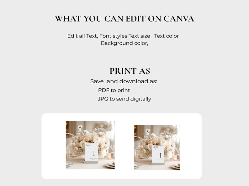 Wedding Table Numbers, Modern Table Number Template, Simple Editable ...
