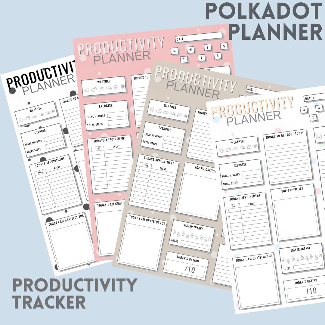Polka Dot Productivity Planner Printable • Daily Planner PDF • Cute ...