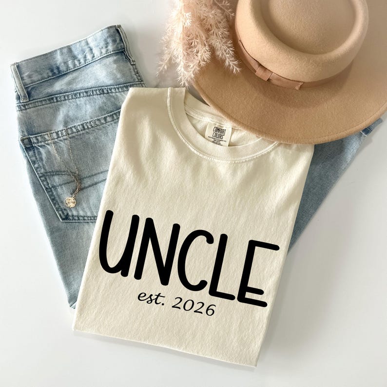 Uncle Est 2026 Comfort Color Shirt, Matching Aunt Uncle Tee, Baby ...