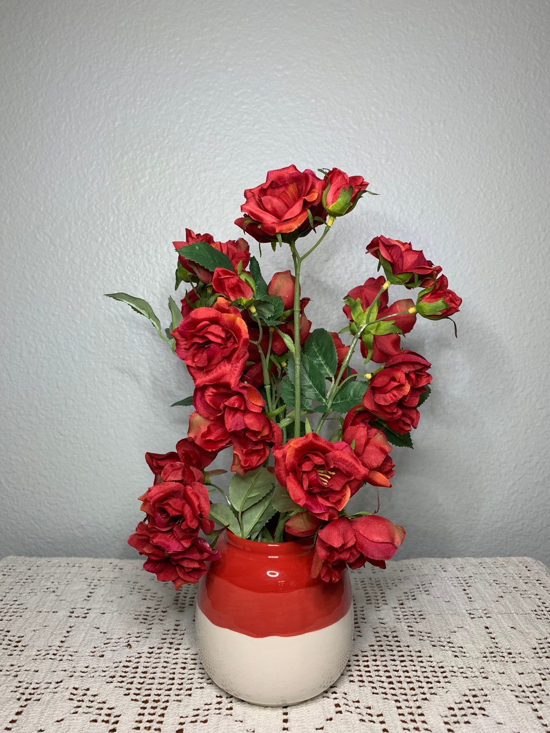 Delicate Red Rose Centerpiece - Etsy