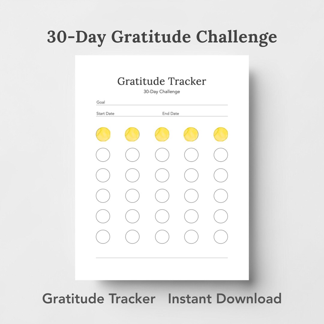 30 Day Gratitude Tracker Printable, Daily Habit Journal , A4 US Letter ...