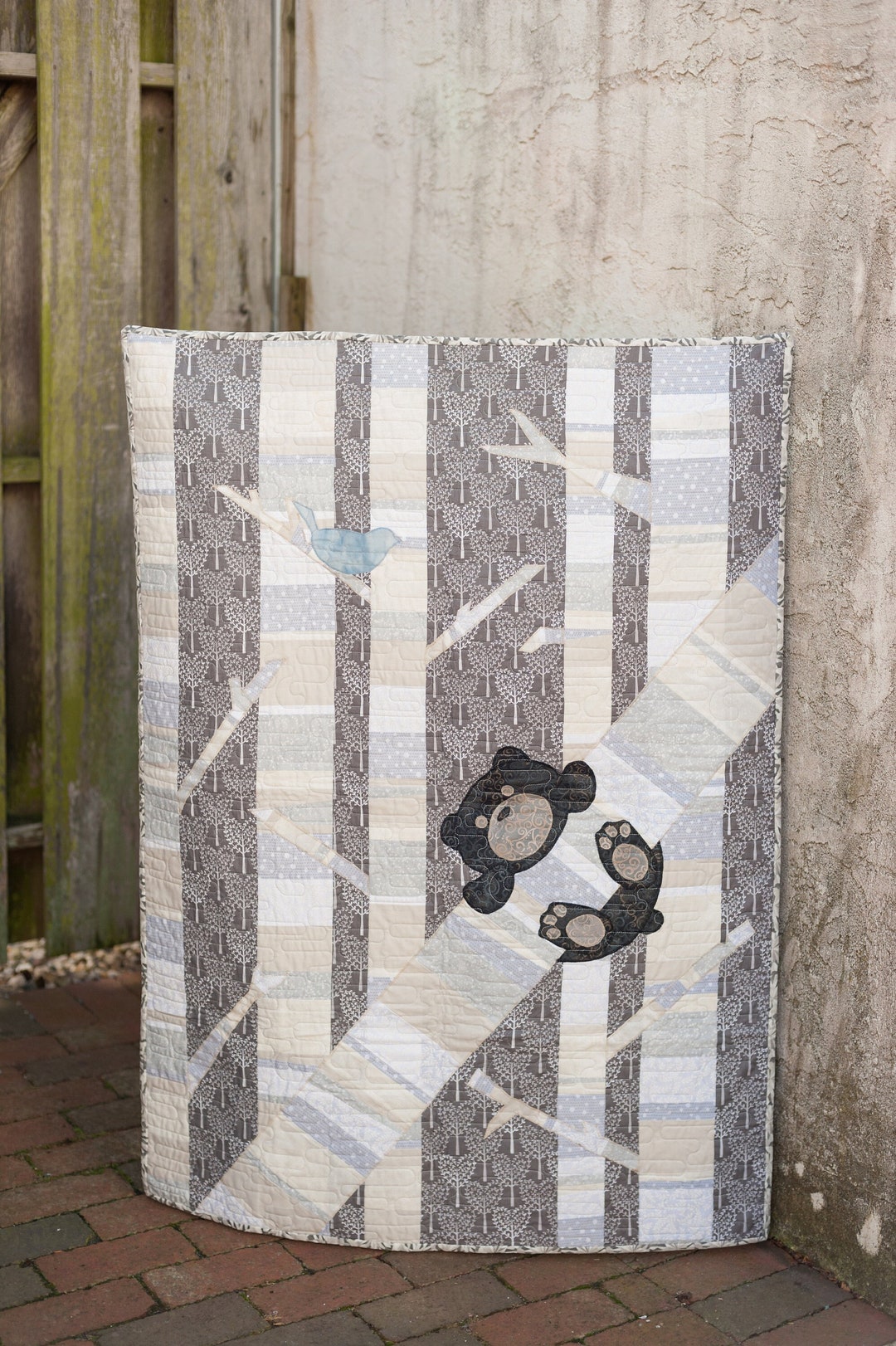 Timber! Baby Quilt Pattern PDF | Appliqué Bird and Bear Quilt | Easy ...