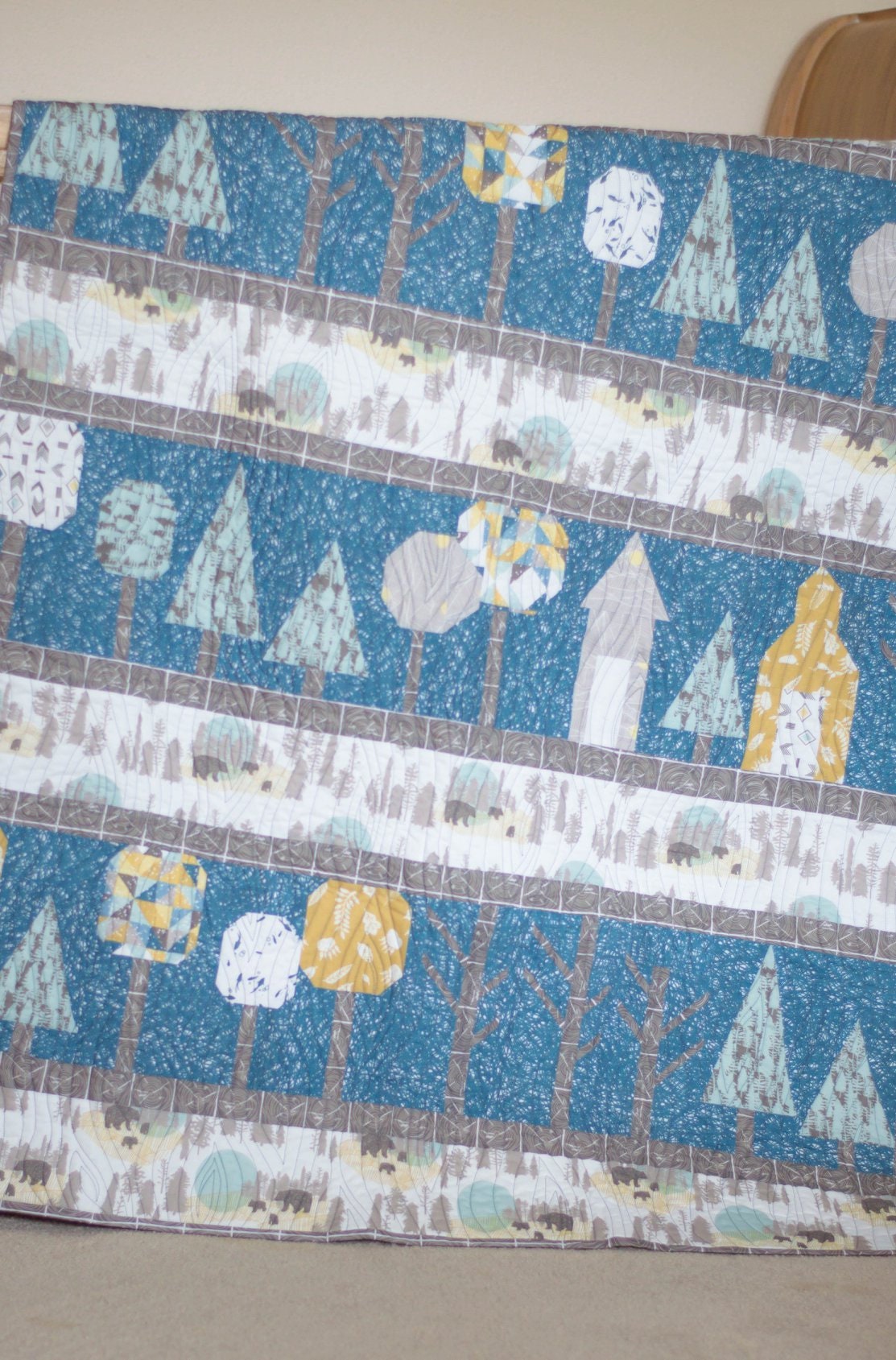Through the Woods Winter Village Quilt Instant Download - Etsy