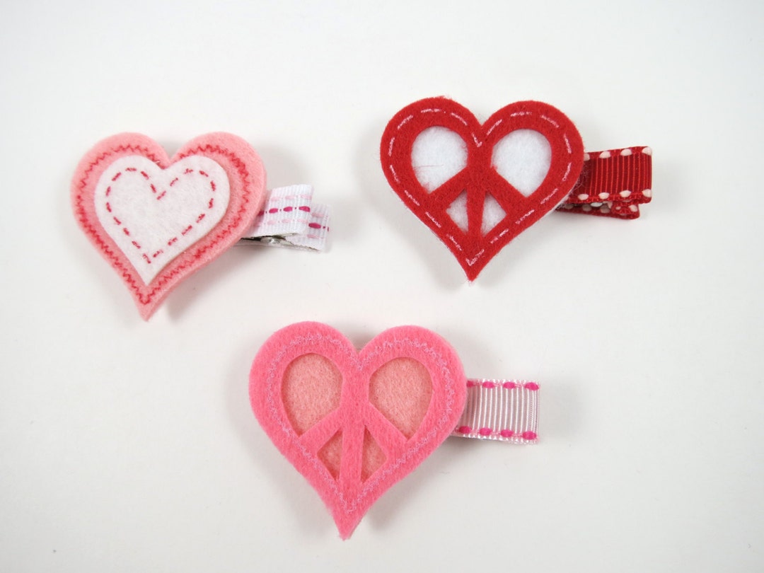 Pink Hair Clips - Heart Hair Clips - Red Hair Clips - Small Hair Clip ...