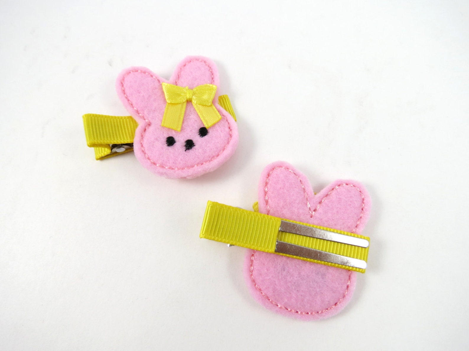 Pink Easter Bunny Hair Clips Easter Hair Clip Felt Hair | Etsy