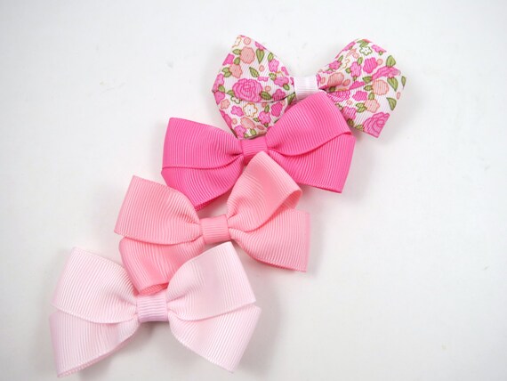 Pink Hair Bows Pink Bow Set Girl Bow Gift Set Pigtail Hair - Etsy
