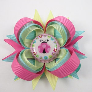 Ladybug Hair Bow Ladybug Headband Aqua Hot Pink and Light - Etsy