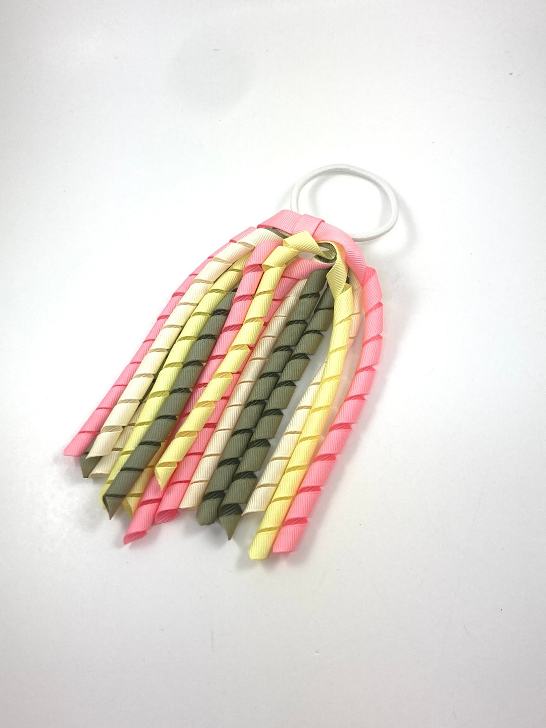 Pastel Hair Streamers, Pink Yellow Sage Green and Ivory Hair Ribbon ...