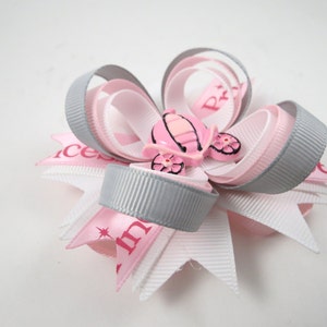 Pink Princess Hair Bow Pink and Grey Hair Bow Gray Hair | Etsy