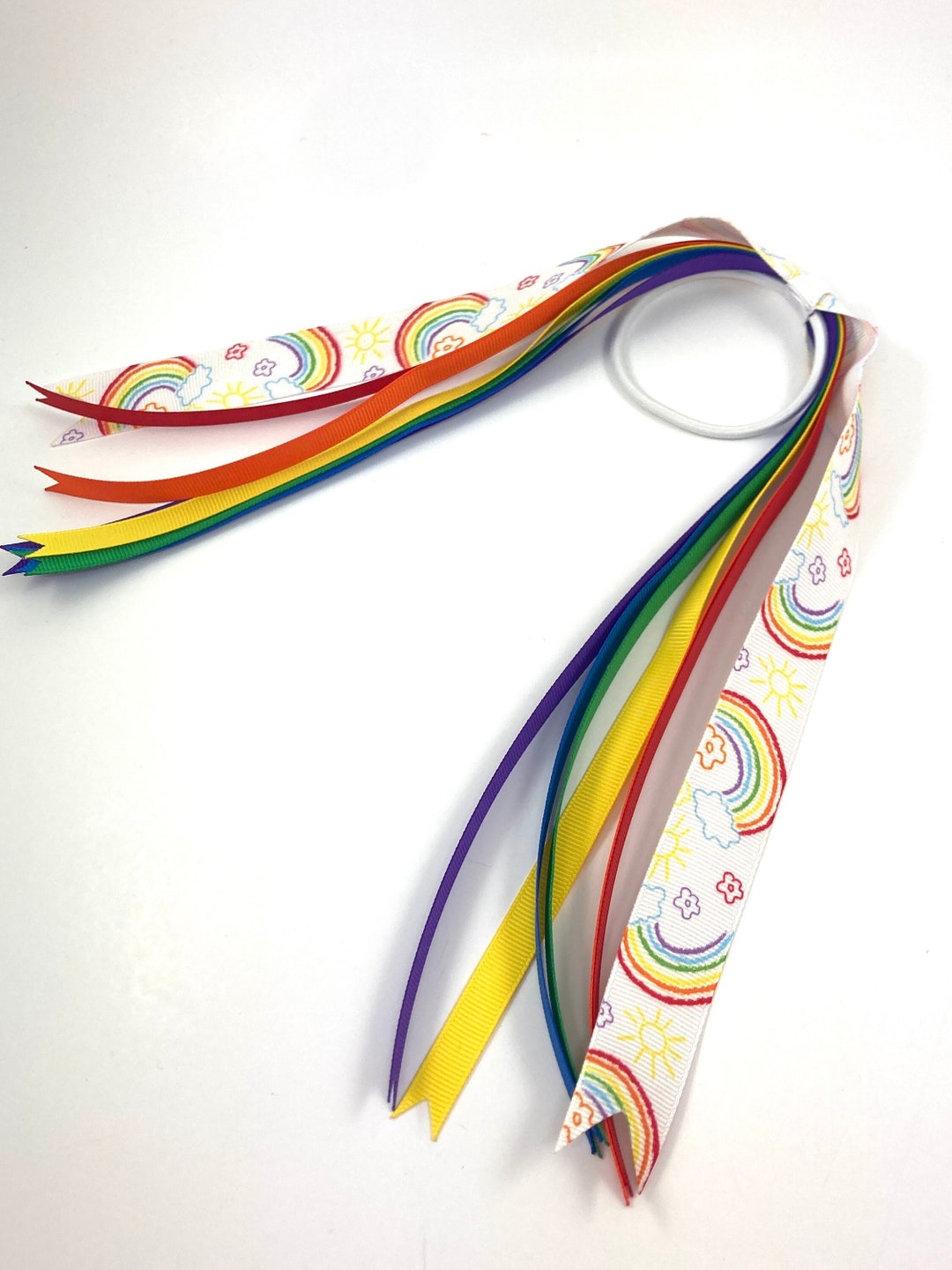 Rainbow Ponytail Streamers, Rainbow Hair Ribbons, Red Orange Yellow ...
